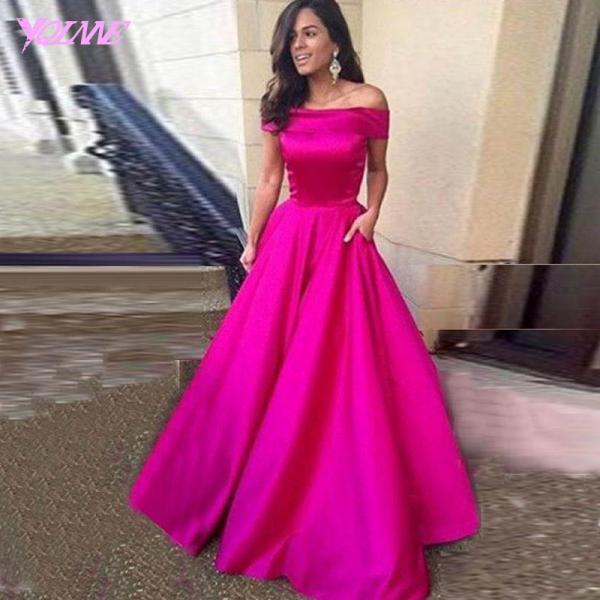 Rose Red Prom Dresses ,long Dresses,evening Gown ,off The Shoulder ...
